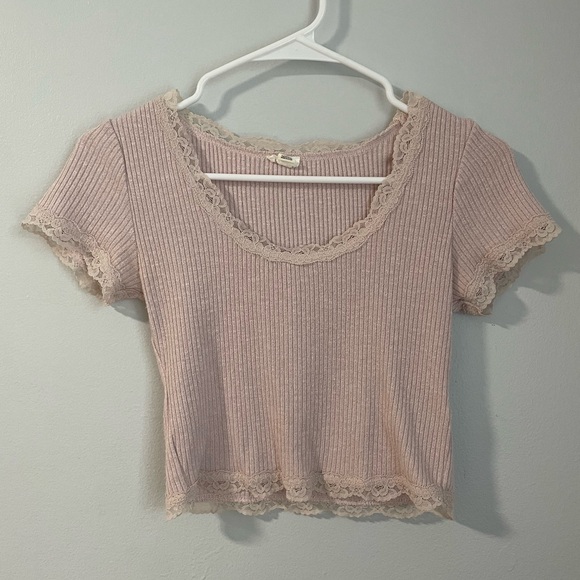 Garage | Tops | Garage Pink Lace Trim Crop Top | Poshmark